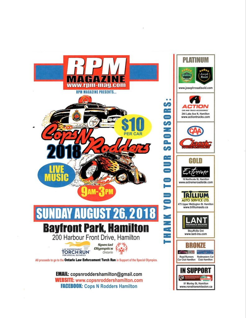 4th Annual Cops N Rodders Hamilton Car Show - 2018 - K-W & Area Bug Club